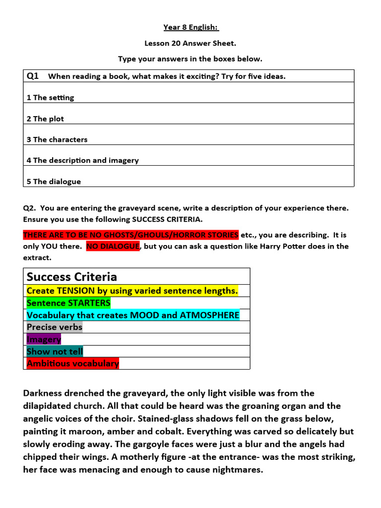 Lesson 20 16.4.20 Graveyard | PDF | Cemetery