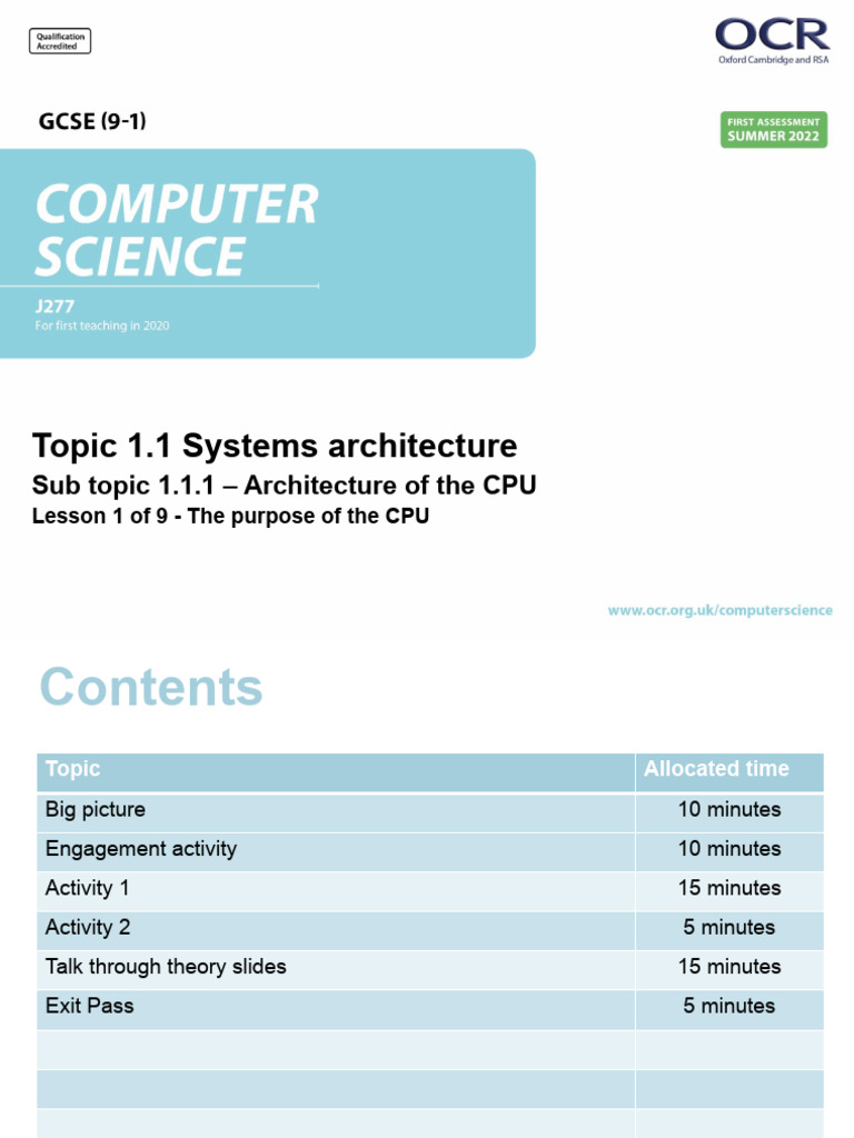 L1 PowerPoint | PDF | Central Processing Unit | Computer Data Storage