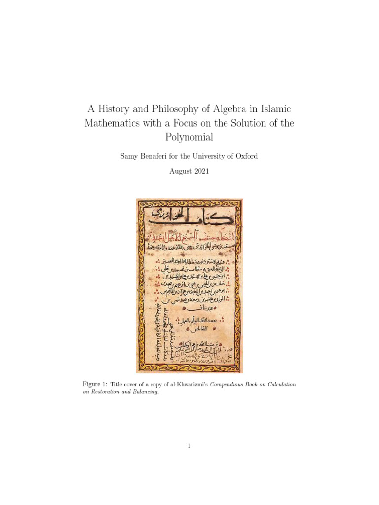 Islamic Algebra: Al-Khwarizmi's Legacy | PDF | Algebra | Numbers