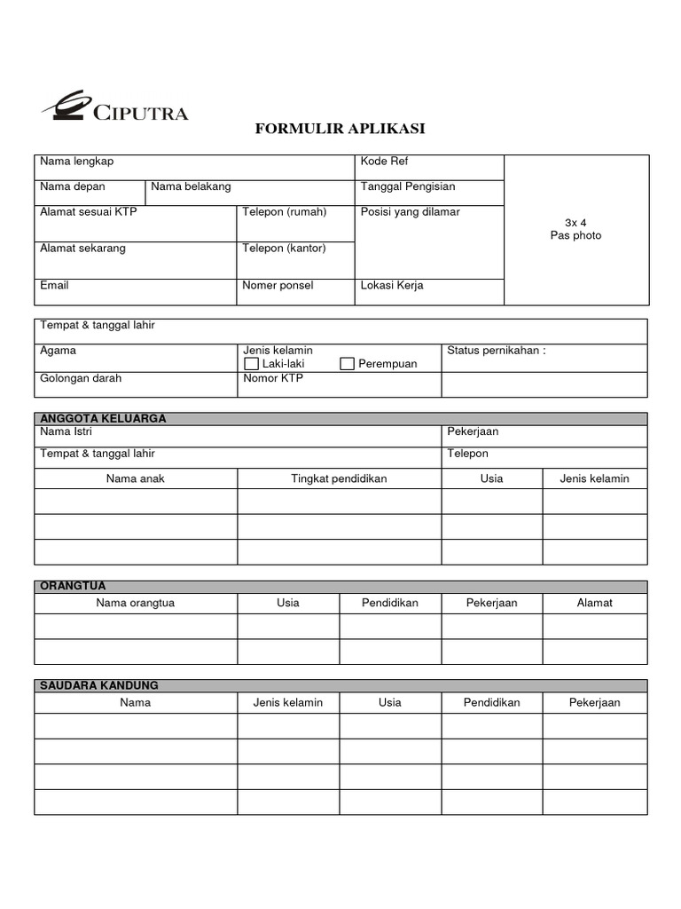 Form Aplikasi | PDF