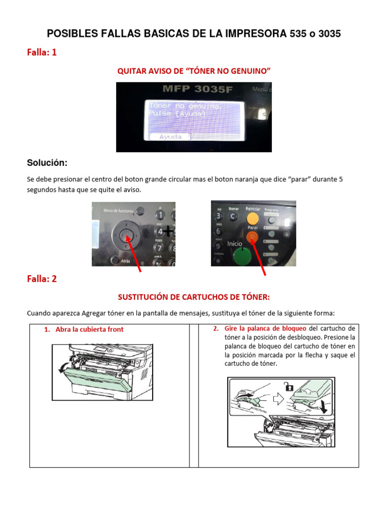 Fallas de Impresora 535 o 3035 | PDF | Equipo de oficina | Trabajo de oficina