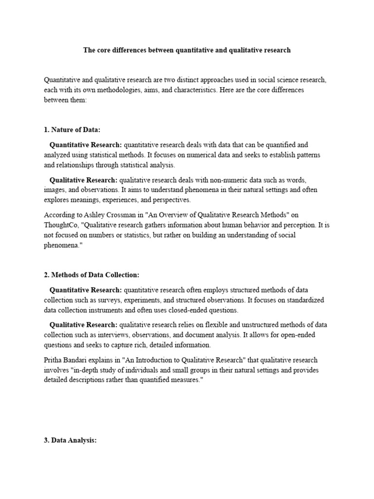 The Core Differences Between Quantitative and Qualitative Research ... The Core Differences Between Quantitative and Qualitative Research ...