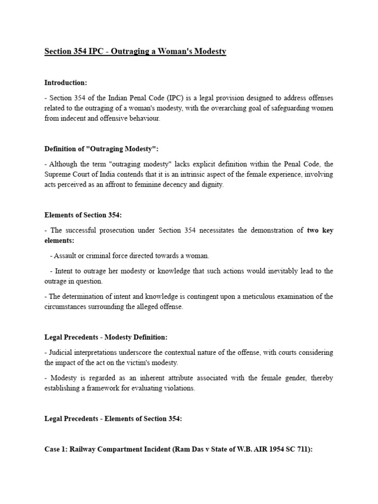 Ipc Notes | PDF | Stalking | Sexual Harassment