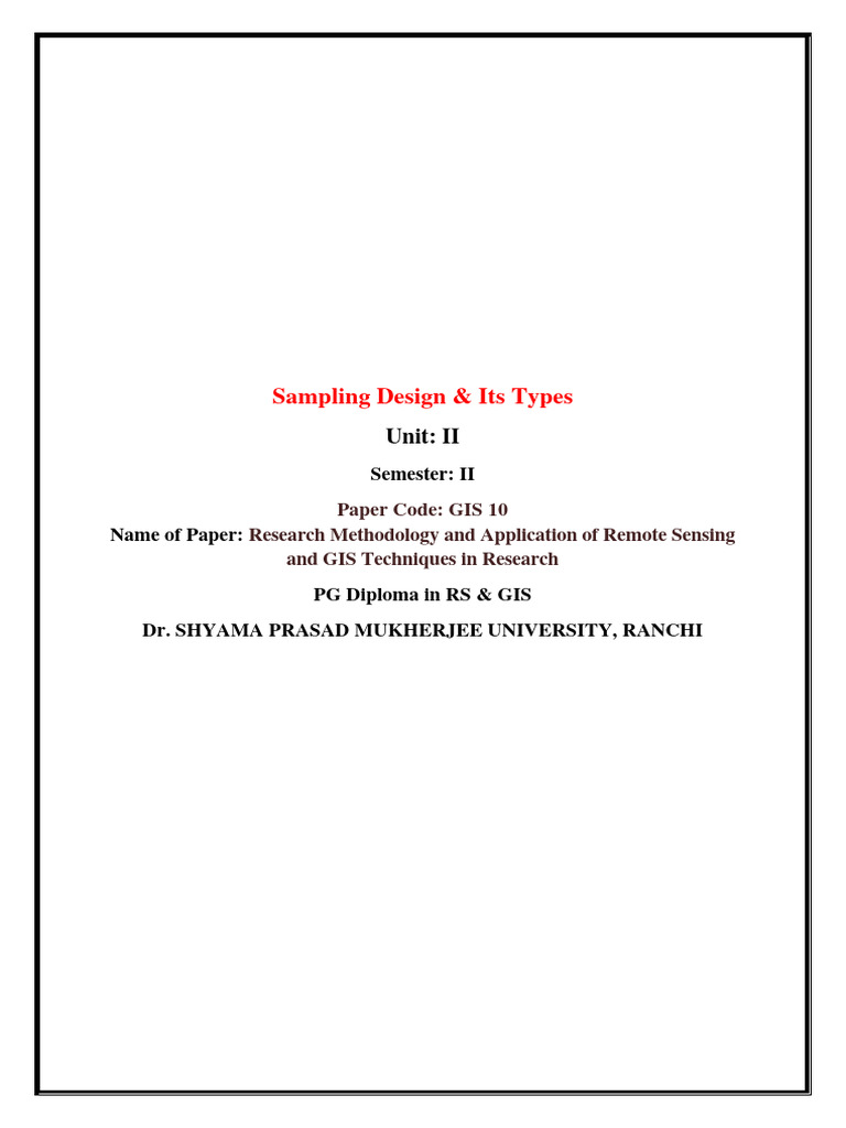 Sampling Design & Itsh | PDF | Sampling (Statistics) | Estimator