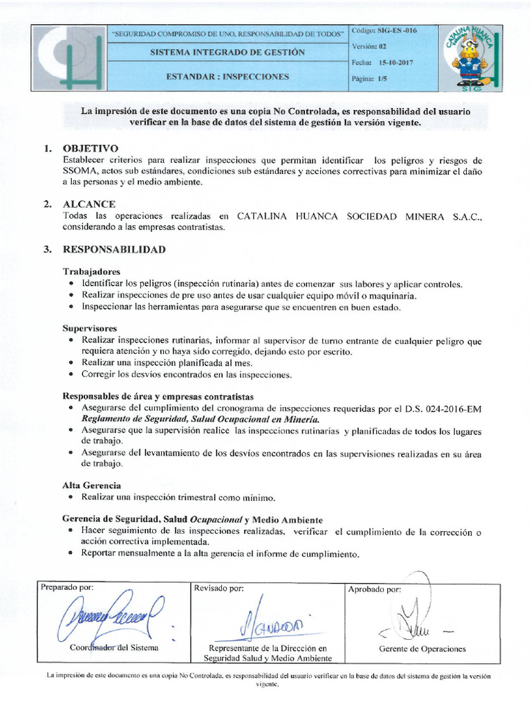 Sig-Es-016 Inspecciones | PDF