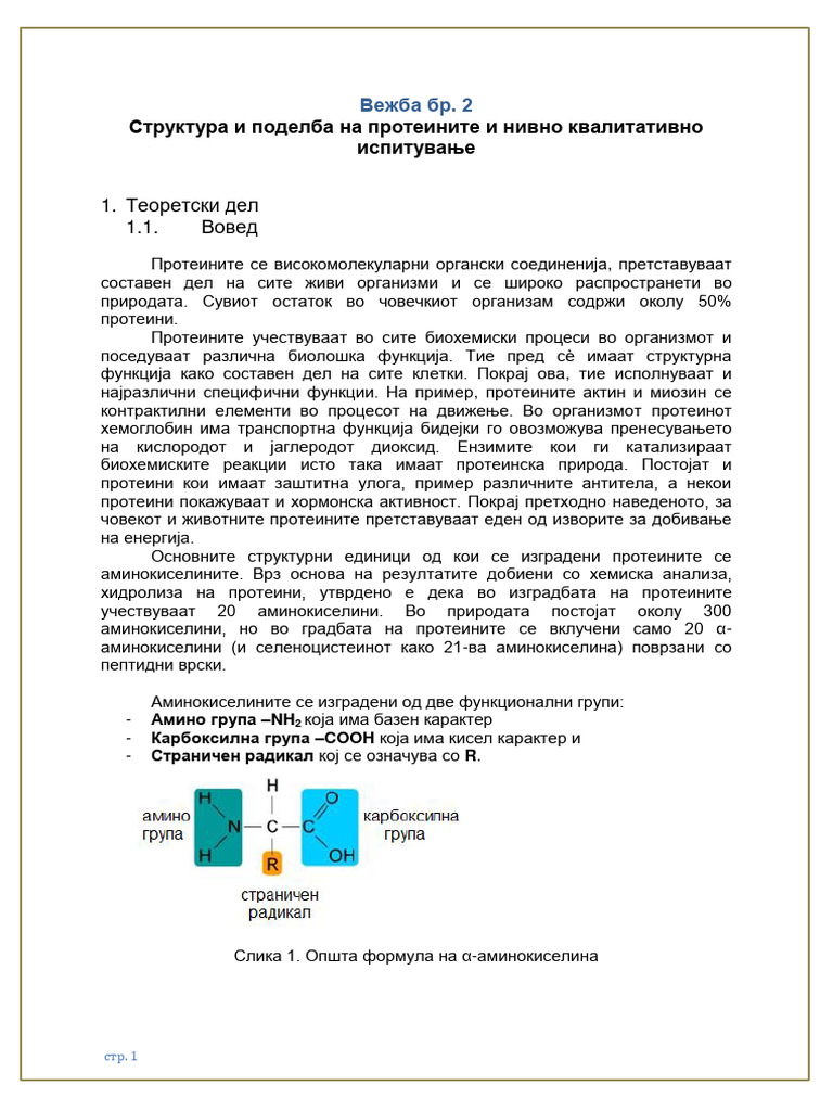 Vezba Br.2 Proteini I Kvalitativno Ispituvanje | PDF