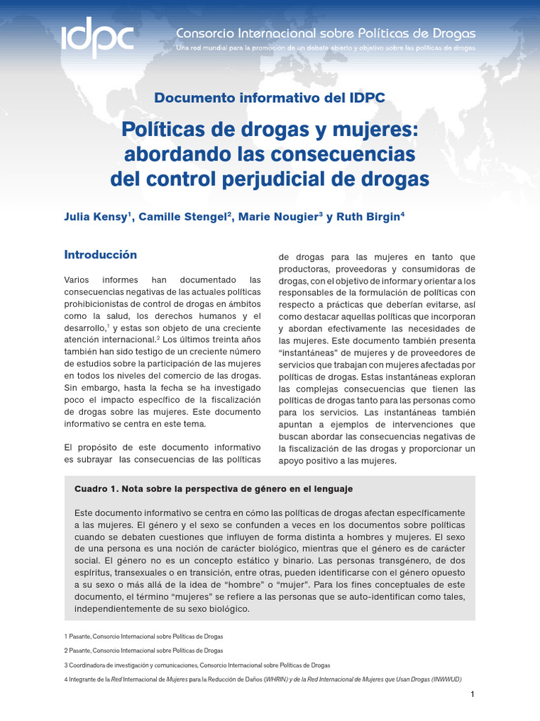 IDPC Políticas de Drogas y Mujeres | PDF | La dependencia de sustancias | Comercio ilegal de drogas
