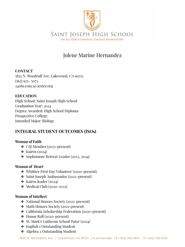 Senior Capstone Resume Template | PDF