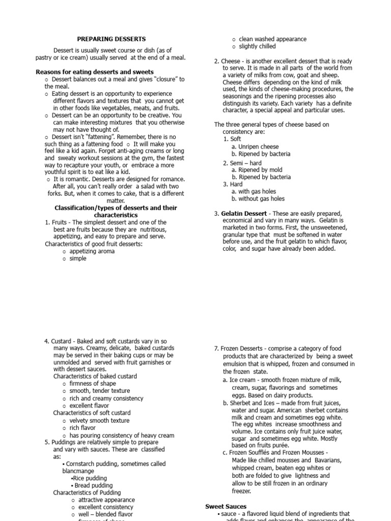 Lesson Preparing Desserts Tle9 | PDF | Desserts | Pudding