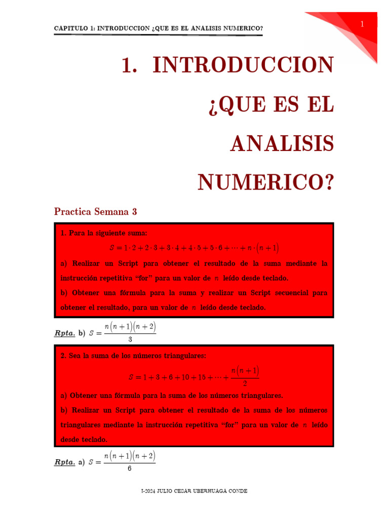 Practica Semana 3 Mec 130 I - 2024 | PDF | Análisis numérico ...