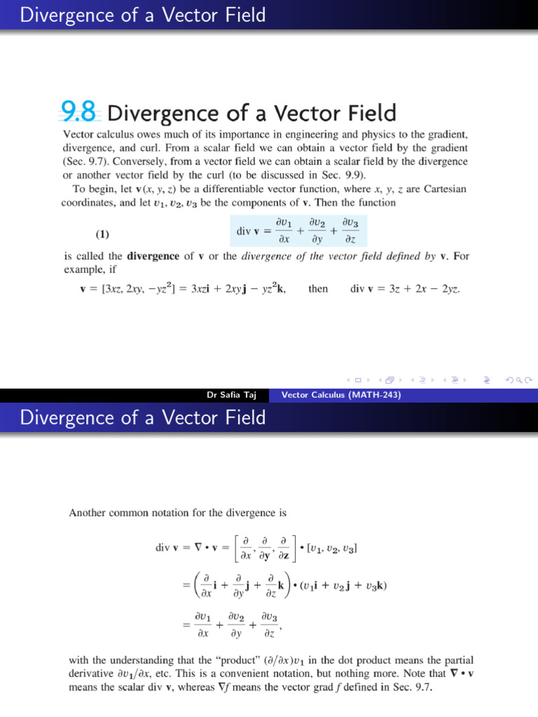 Divergence and Curl of a Vector Field | PDF