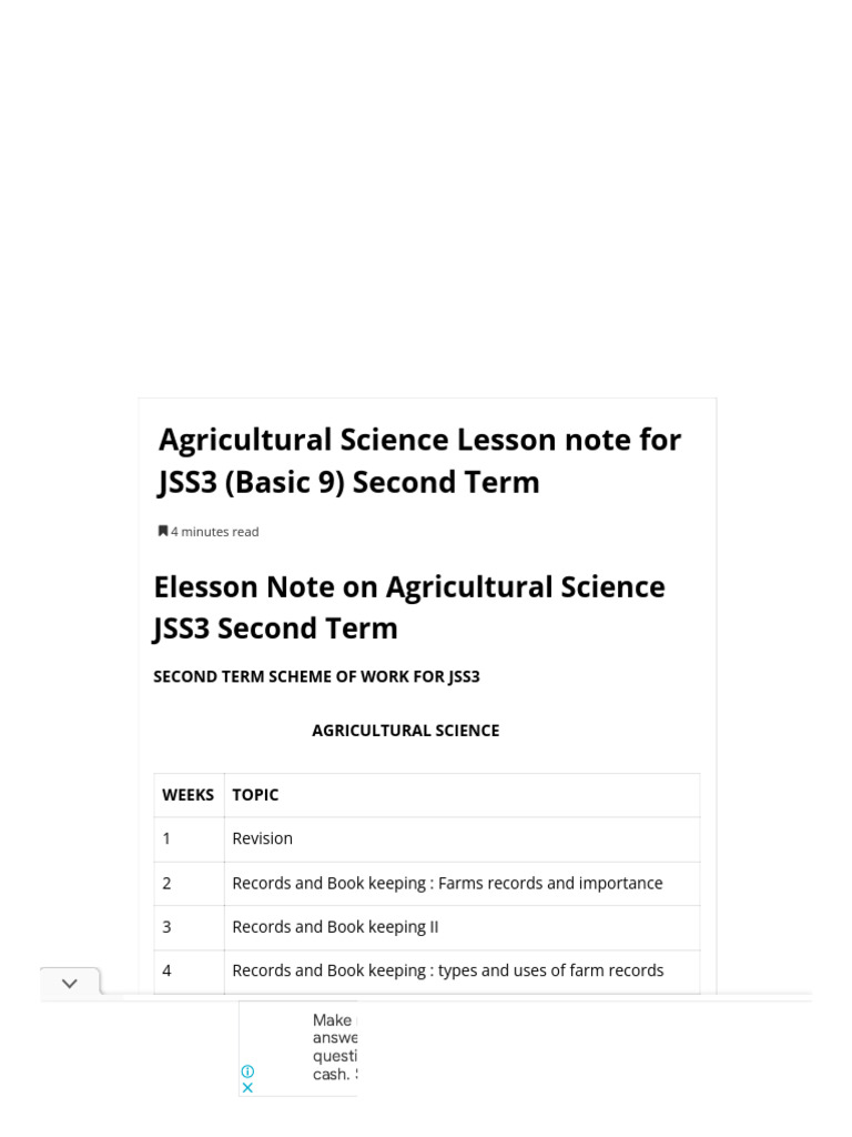 JSS3 Agricultural Science Guide | PDF | Stocks | Securities (Finance)