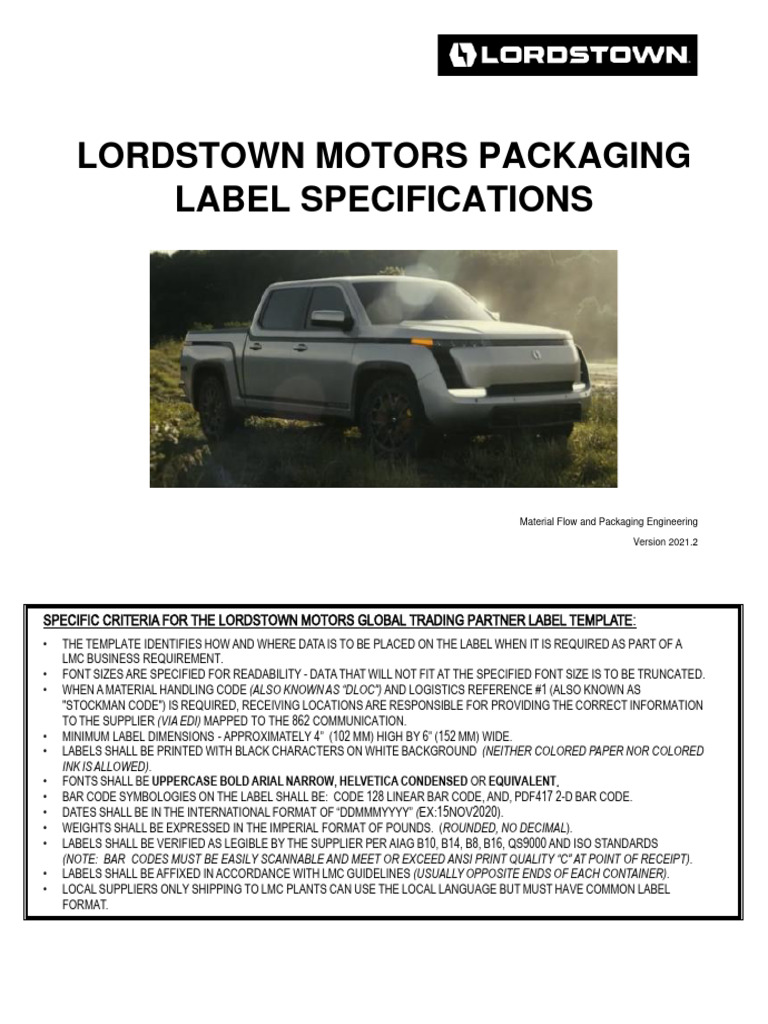 DD-LMC Packaging label specifications version 2021.2 | PDF | Barcode ...