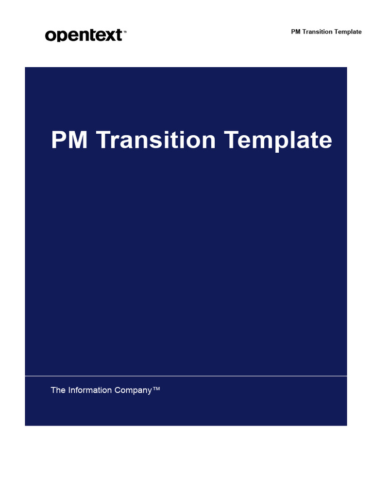 02 PM Transition Template | PDF | Risk | Workflow
