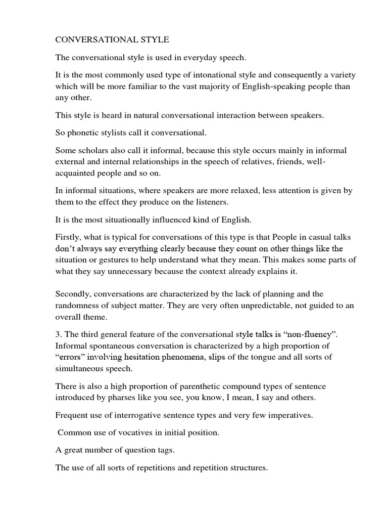 Conversational Style | PDF