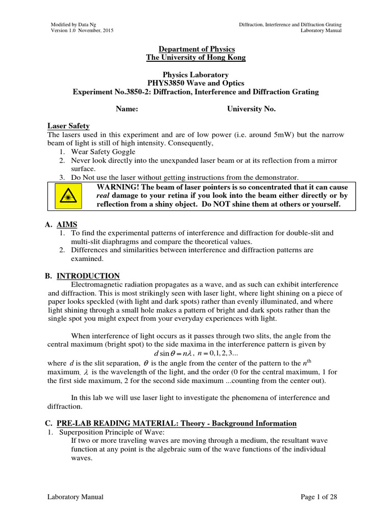 Double and Diffraction Grating | PDF