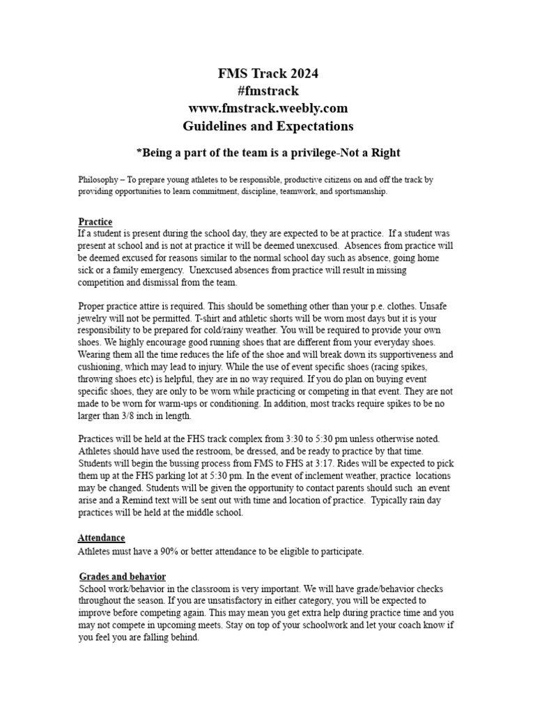 2024 Track Rules and Expectations | PDF | Autism Spectrum