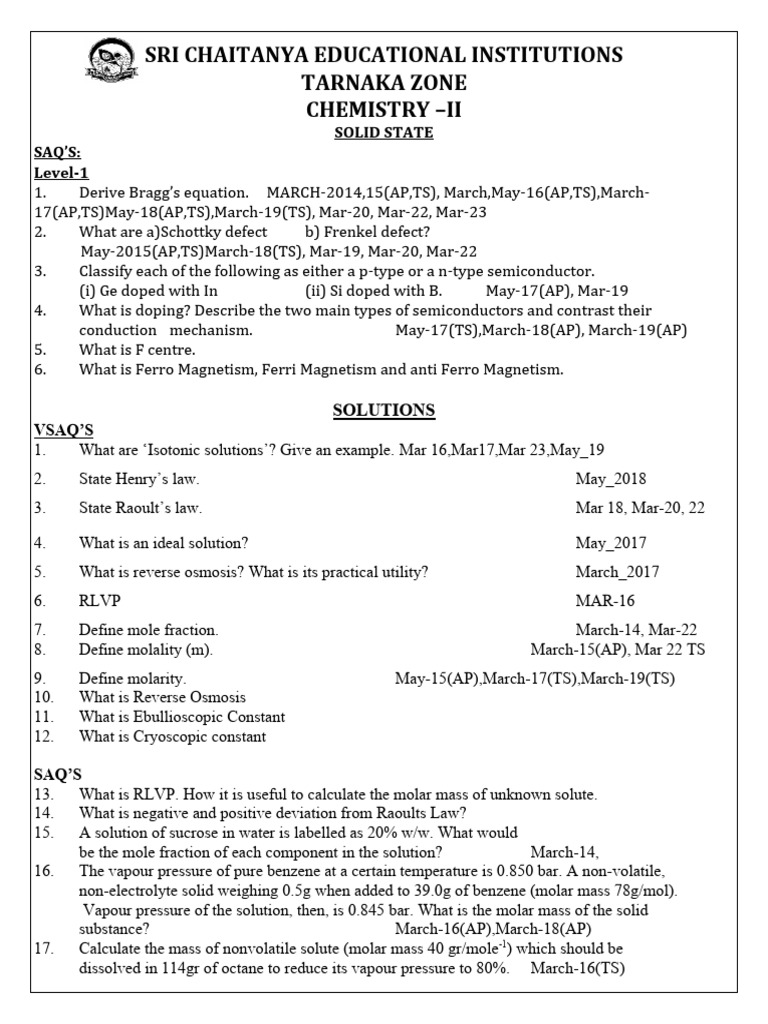 SR Chemistry Important Ipe | PDF | Polymers | Mole (Unit)