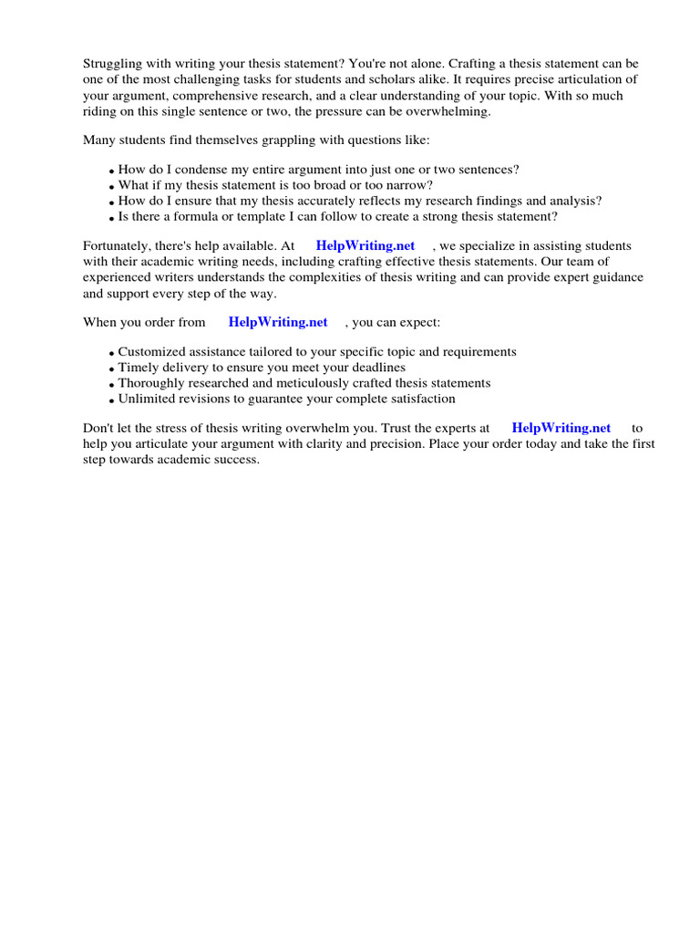 Thesis Statement Multiple Choice | PDF | Essays | Thesis