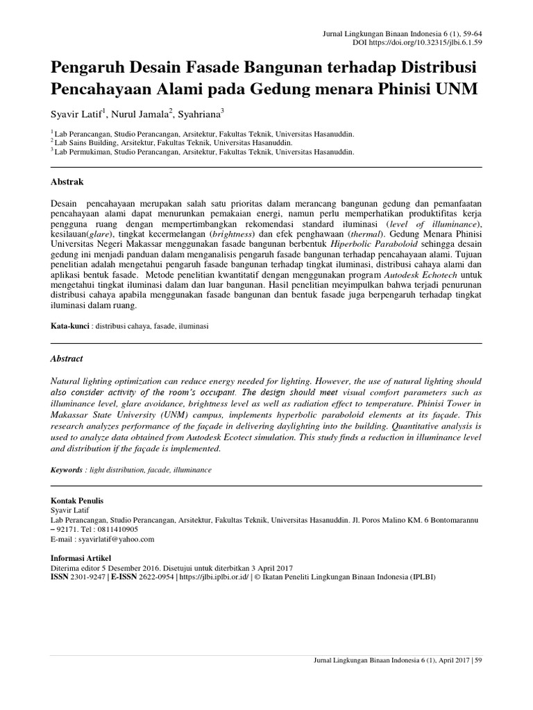 Pengaruh Fasade pada Pencahayaan | PDF