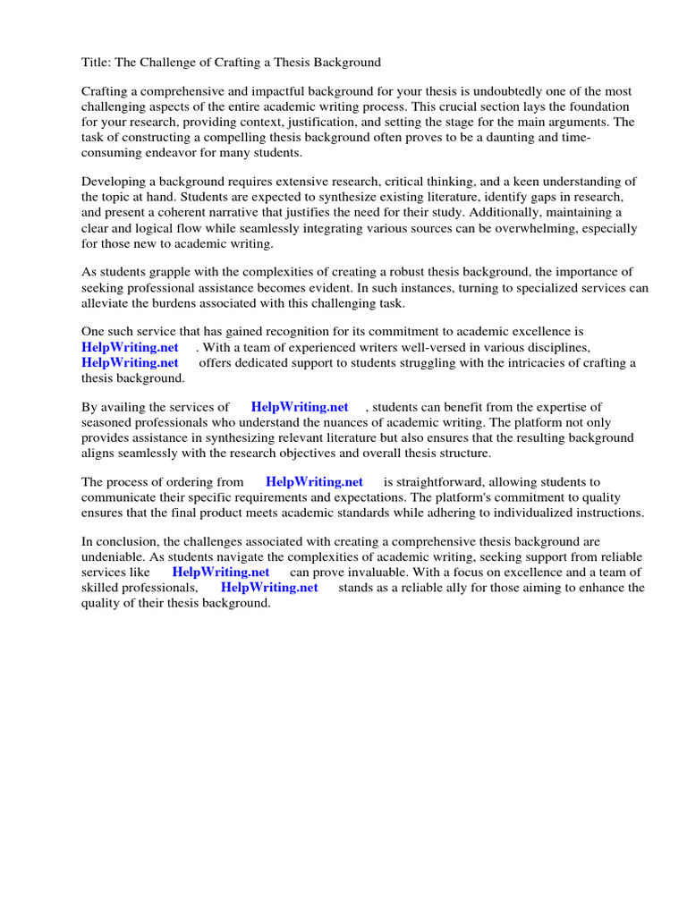 How to Make a Background in Thesis | PDF | Theory | Thesis