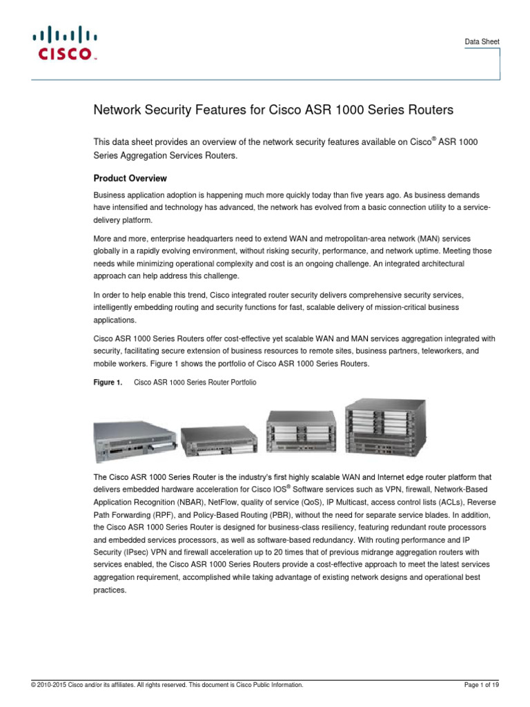 Data Sheet Network Security Features For Cisco Asr 1000 Series Routers | PDF | Virtual Private ...