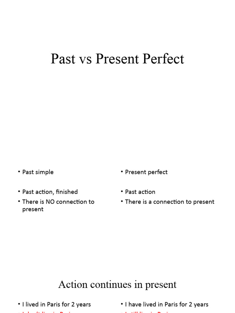 Past Vs Present Perfect | PDF