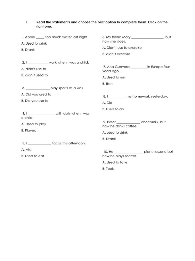 Used To and Past Simple | PDF