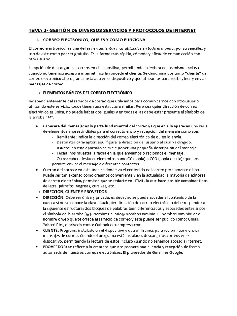 TEMA 2 - Gestión de Diversos y Protocolos | PDF | Protocolo de transferencia de archivos | De ...
