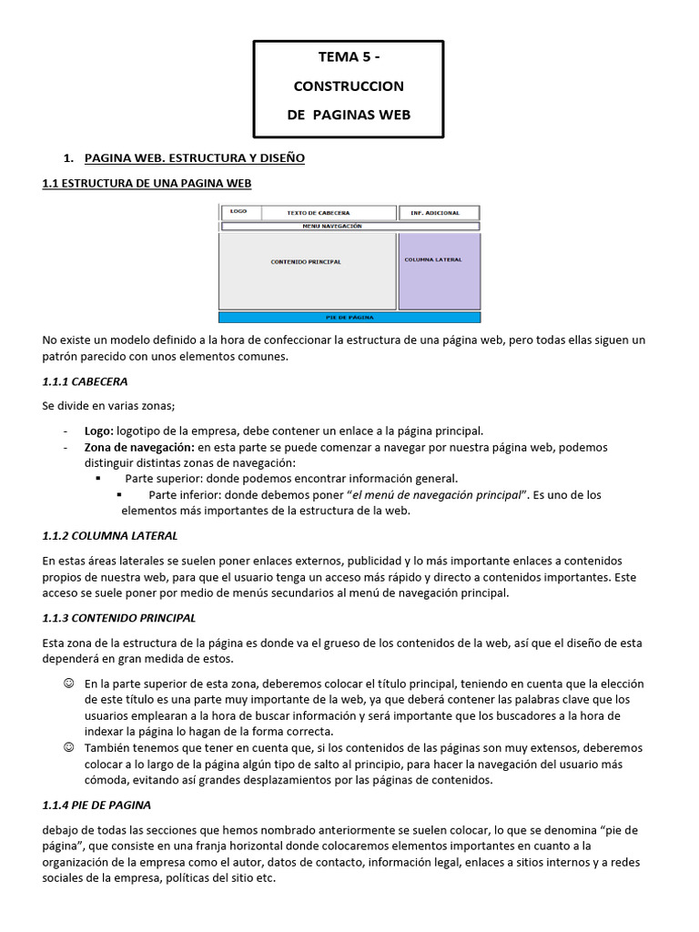 Tema 5 - Construccion de Paginas Web | PDF | HTML | Adobe Dreamweaver