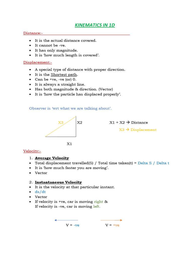 Kinematics in 1D | PDF | Acceleration | Velocity