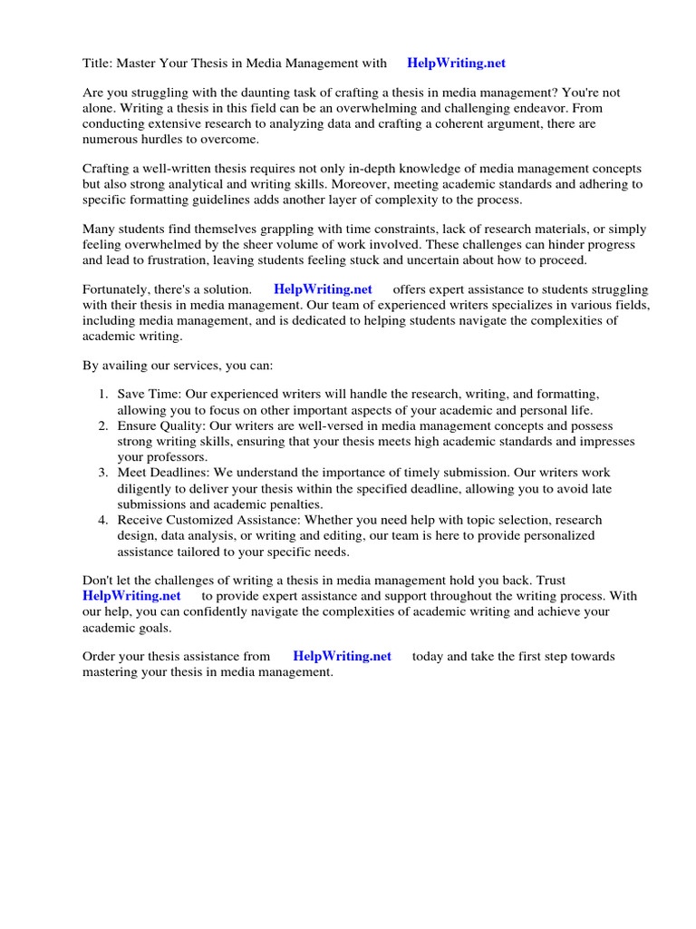 Thesis Media Management | PDF | Mass Media | Public Relations