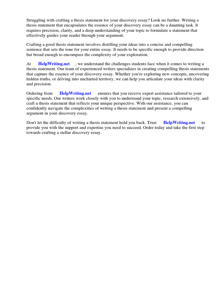 Good Thesis Statements For Discovery | PDF | Essays | Thesis