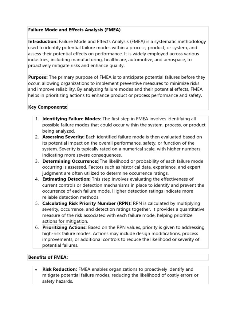 Failure Mode and Effects Analysis | PDF | Risk | Reliability Engineering
