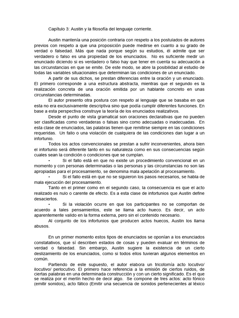 Capítulo 3 Austin | PDF | Verdad | Proposición