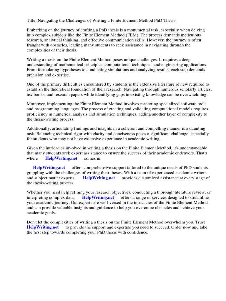 Finite Element Method PHD Thesis | PDF | Finite Element Method | Numerical Analysis