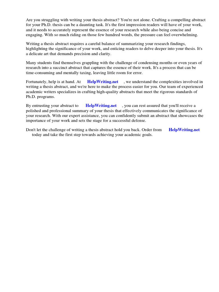 How To Write Abstract For PHD Thesis | PDF | Thesis | Abstract (Summary)