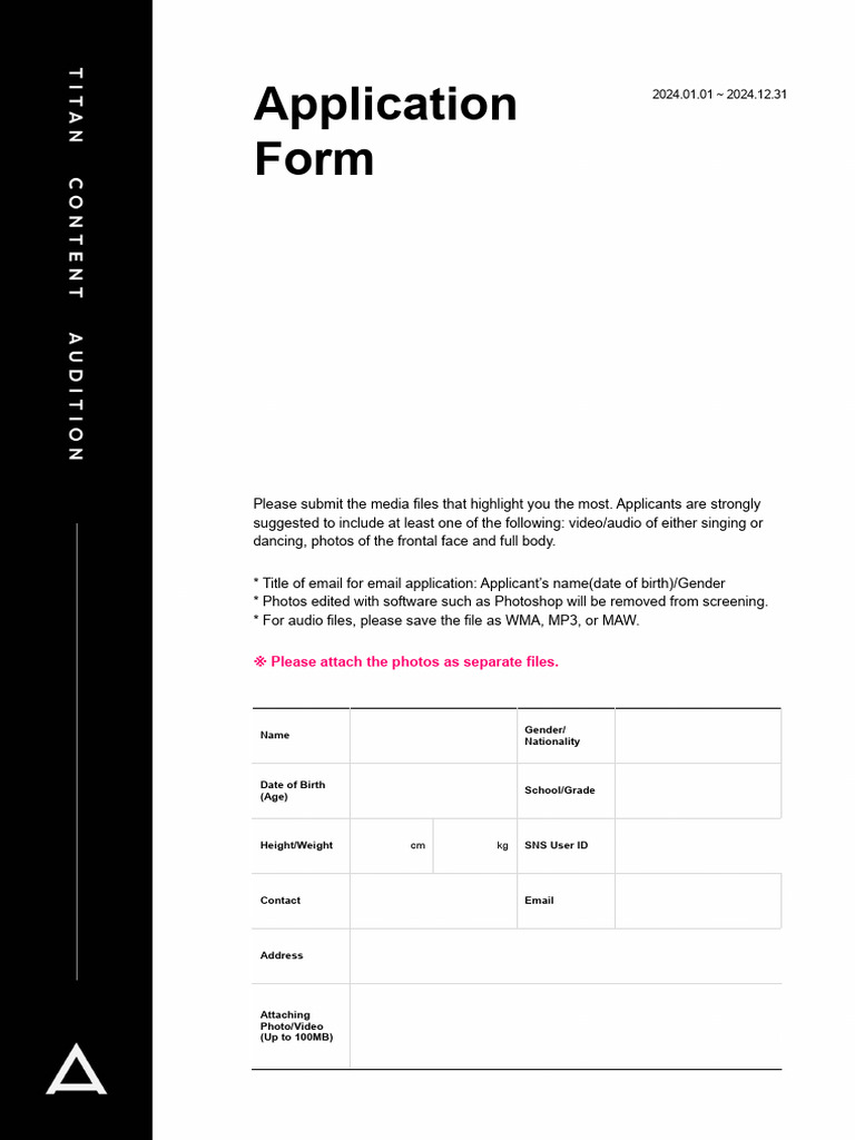 2024 Audition Application Form | PDF | Information | Privacy