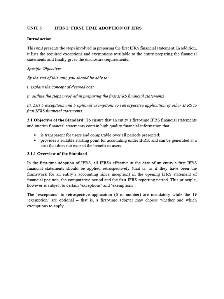 Note 4 - 1FRS 1 - FIRST TIME ADOPTION OF IFRS | PDF | International ...