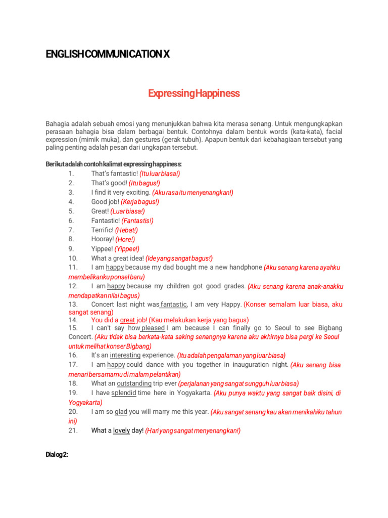 Expressions of Happiness in English | PDF