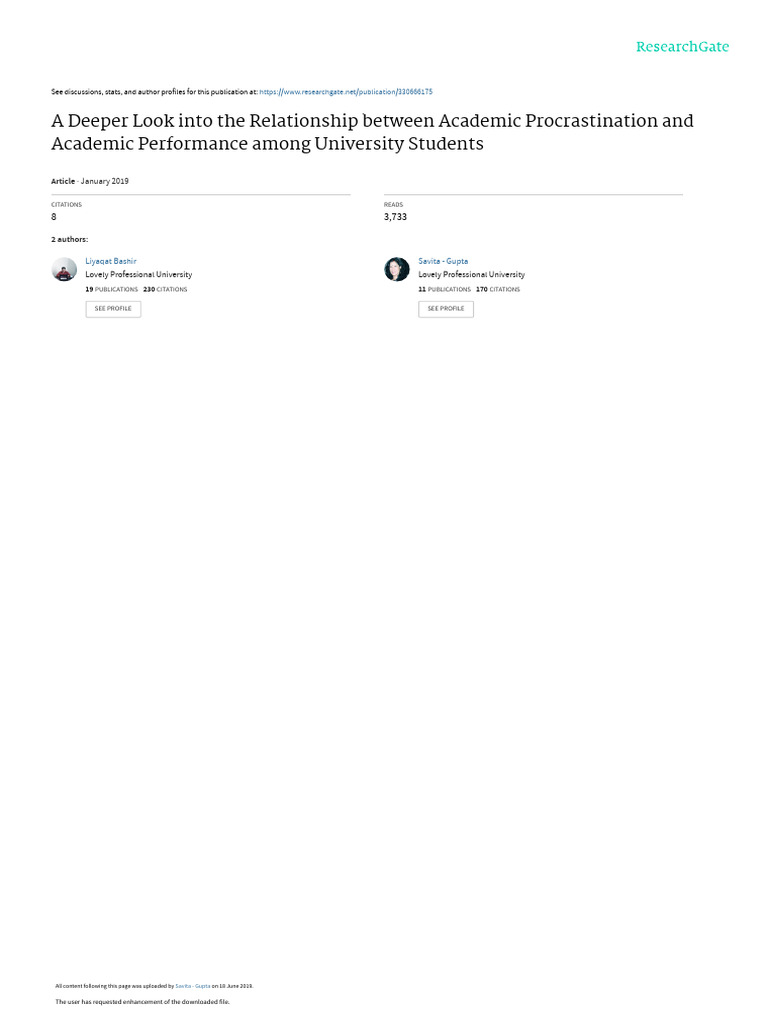 University Students' Procrastination Impact | PDF | Procrastination ...