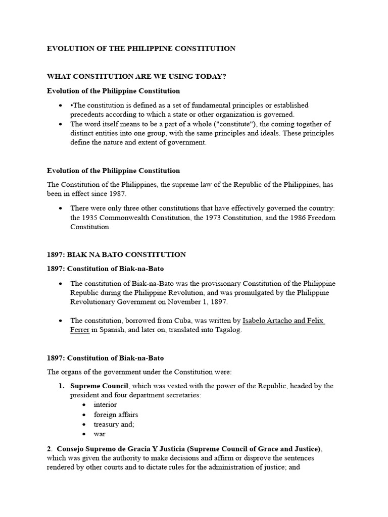 Evolution of The Philippine Constitution 1897 1899 1935 | PDF ...