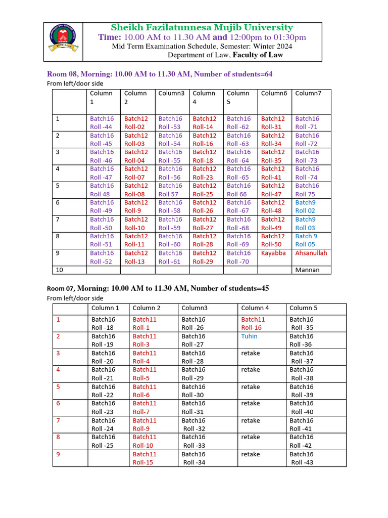 Roomwise Seat Plan - Mid W 24 | PDF | Teaching Methods & Materials
