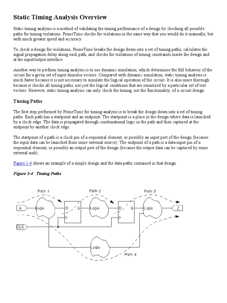 Static Timing Analysis Overview Electrical Circuits Digital