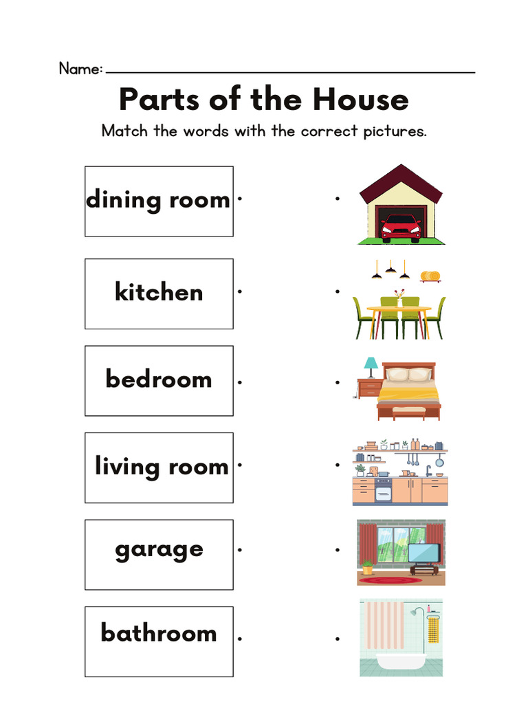 Parts of the House Worksheet | PDF