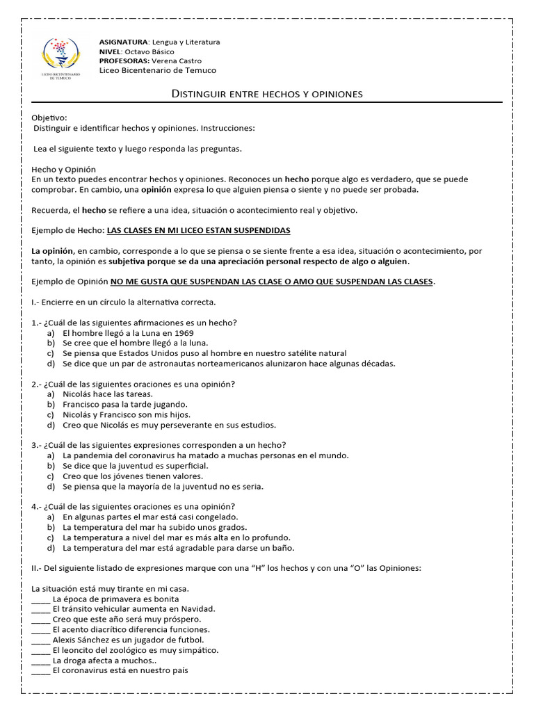 Guía de Hechos y Opiniones | PDF