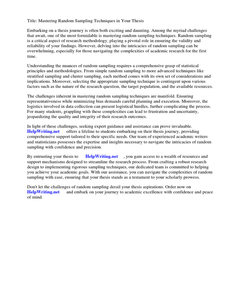 Random Sampling Techniques in Thesis | PDF | Sampling (Statistics ...