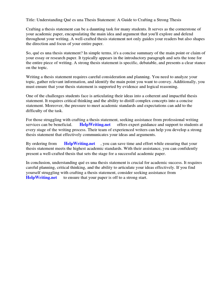 Crafting a Strong Thesis Statement Guide | PDF | Essays | Theory
