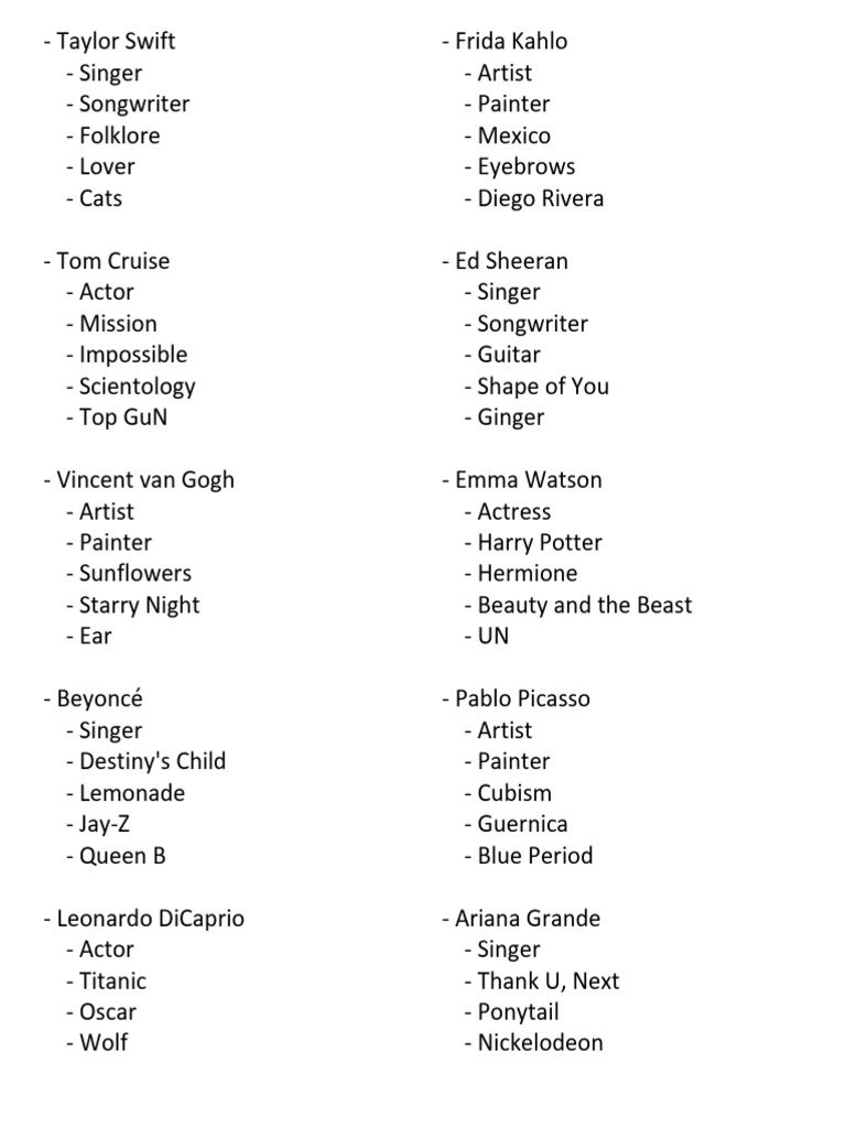 Taboo Cards Prompts | PDF