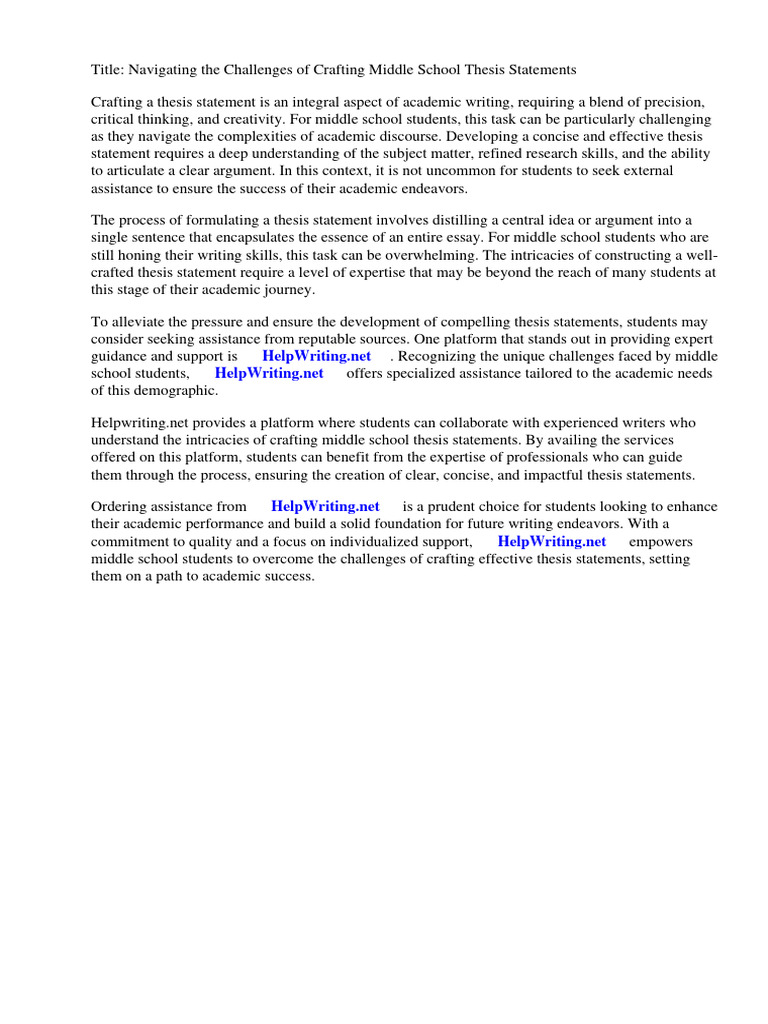 Middle School Examples of Thesis Statements | Download Free PDF ...
